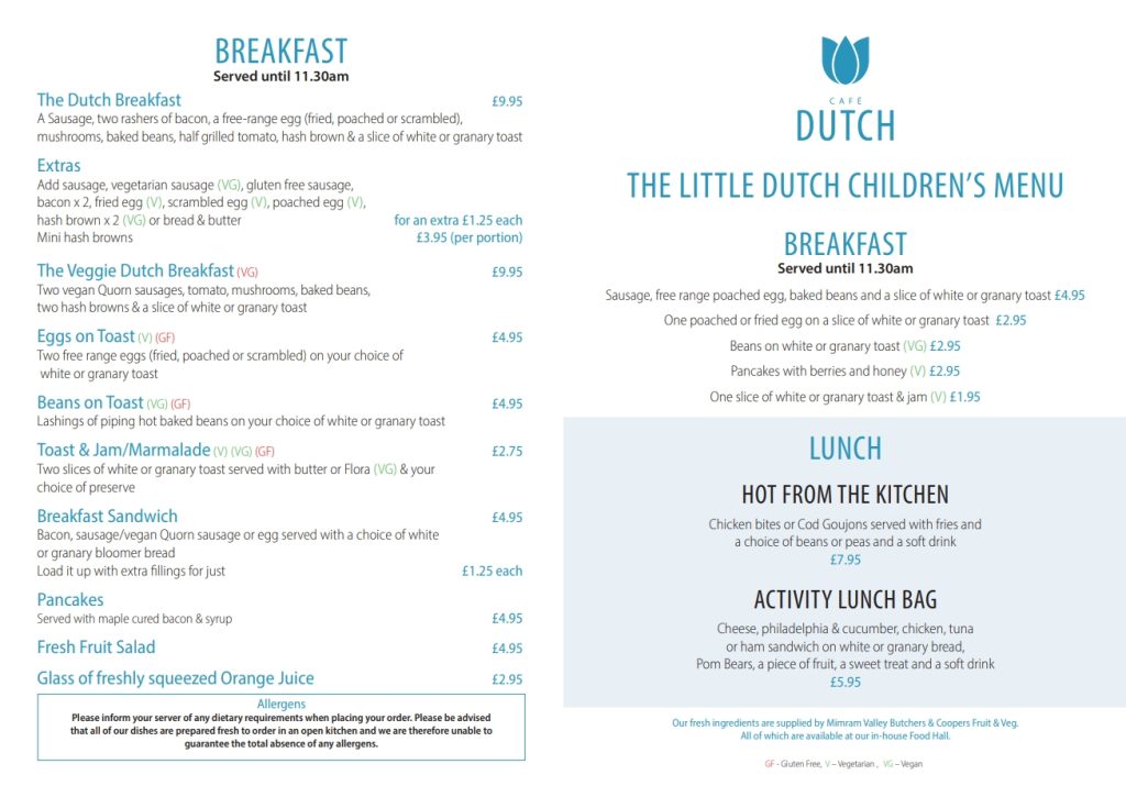 Dutch Cafe Menu - Dutch Marketplace | Dutch Café