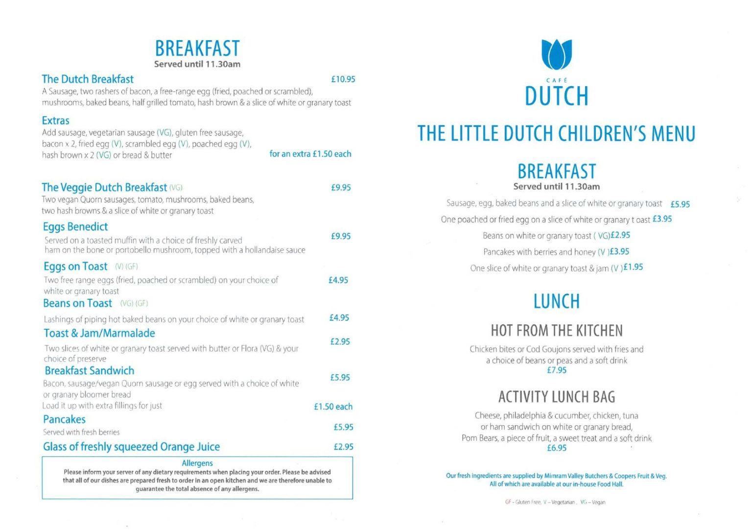 Dutch Cafe Menu - Dutch Marketplace | Dutch Café