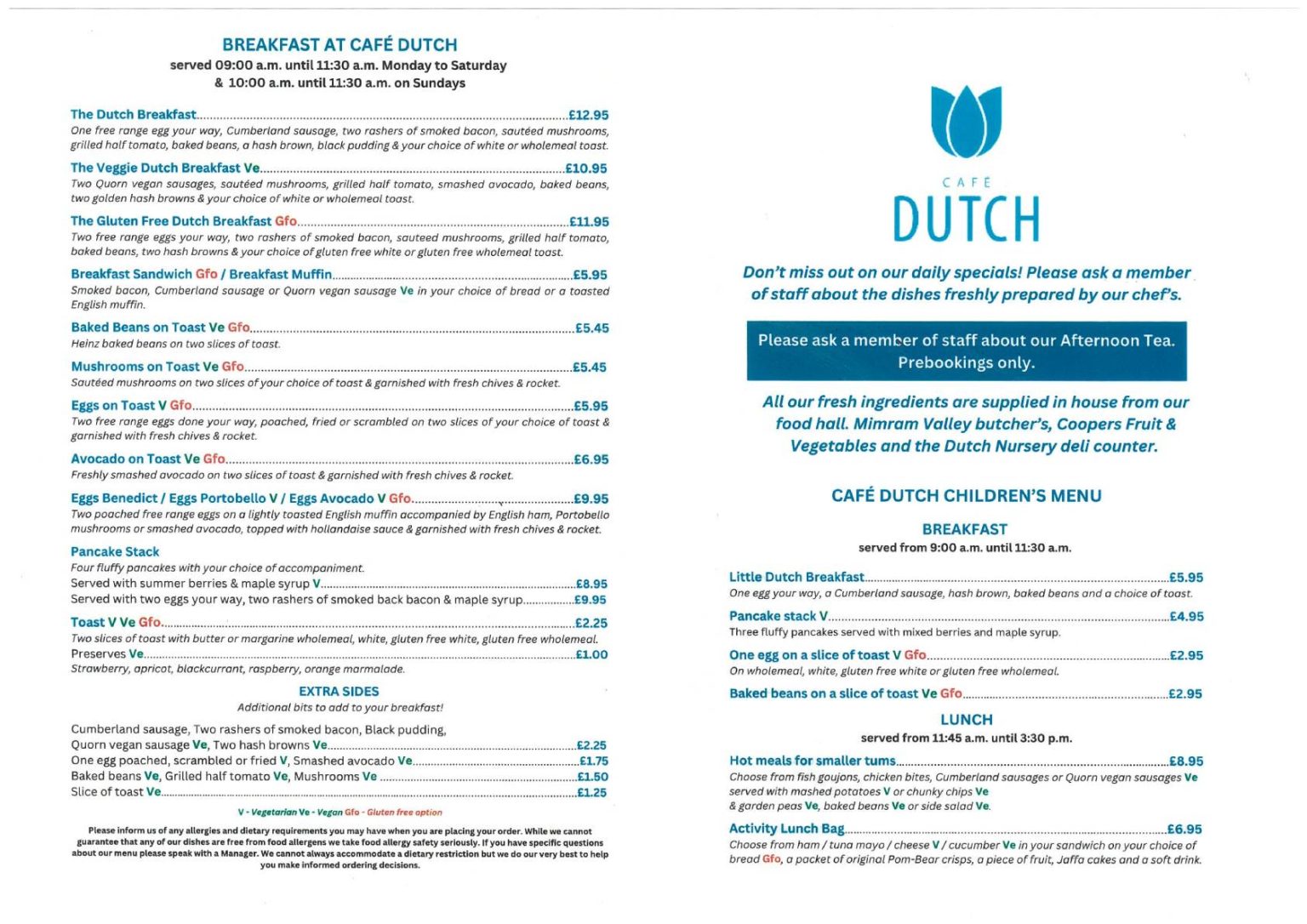 Dutch Cafe Menu - Dutch Marketplace | Dutch Café