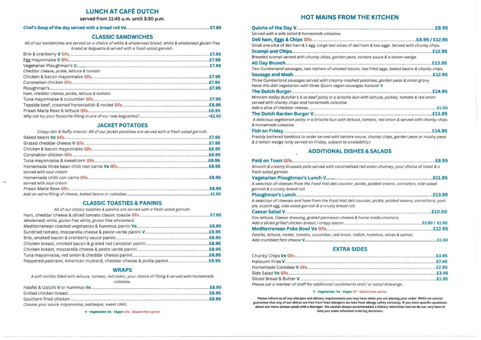 Dutch Cafe Menu - Dutch Marketplace | Dutch Café