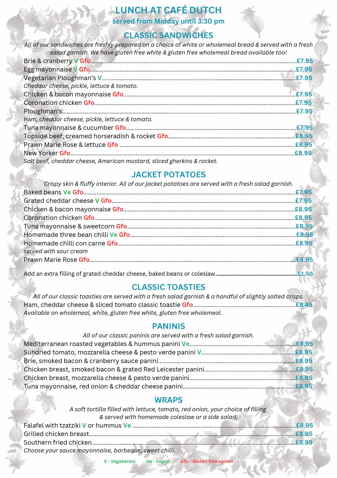 Dutch Cafe Menu - Dutch Marketplace | Dutch Café
