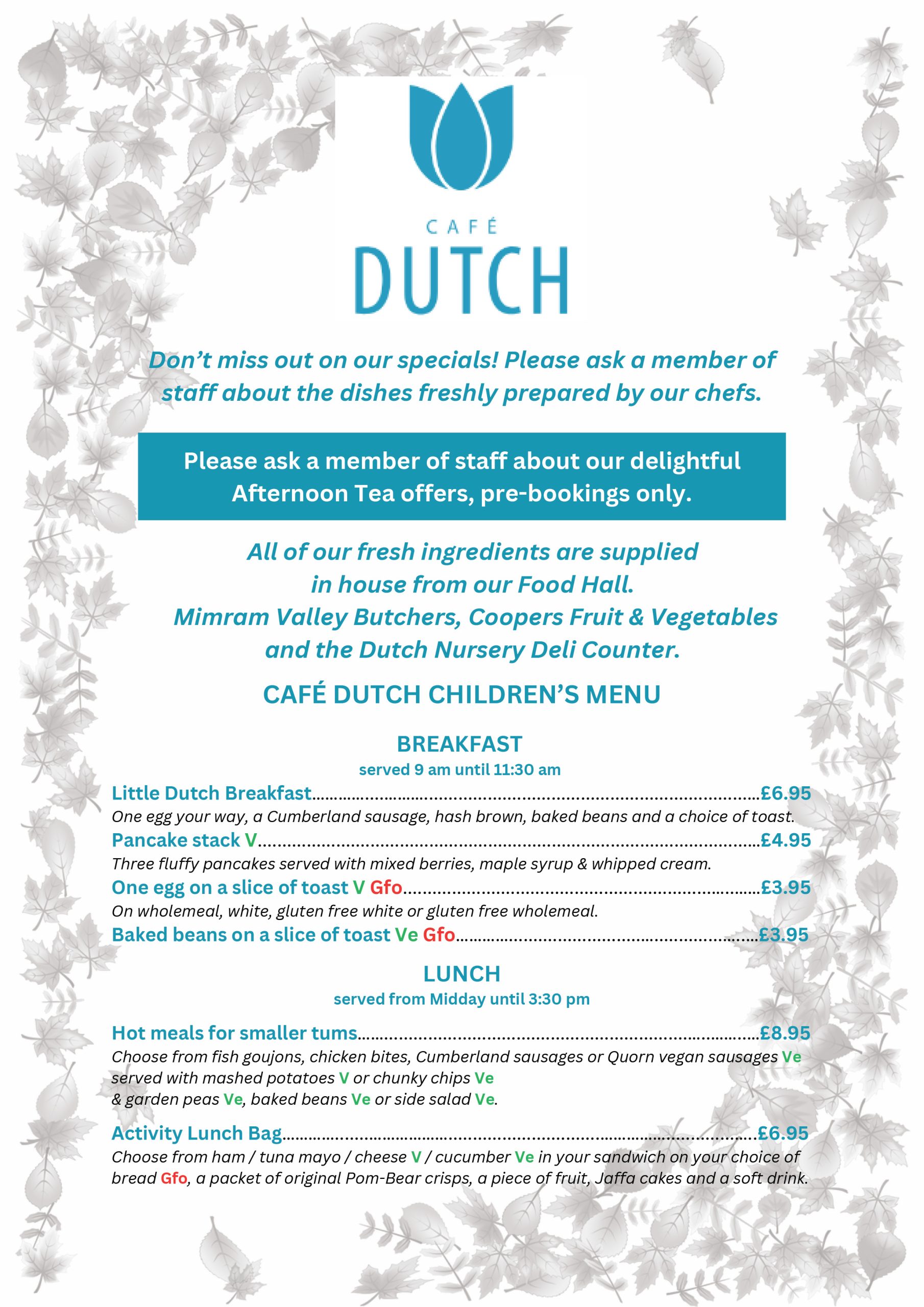 Dutch Cafe Menu - Dutch Marketplace | Dutch Café